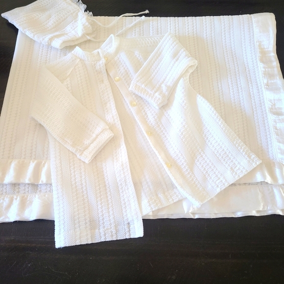 Other | Vintage First Communion Sweater Bonnet And Blanket | Poshmark